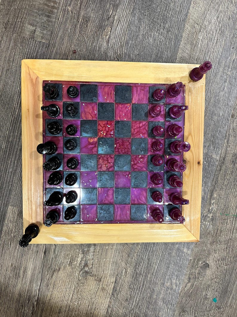 Cedar and Resin Chess Board Pink and Black - Etsy