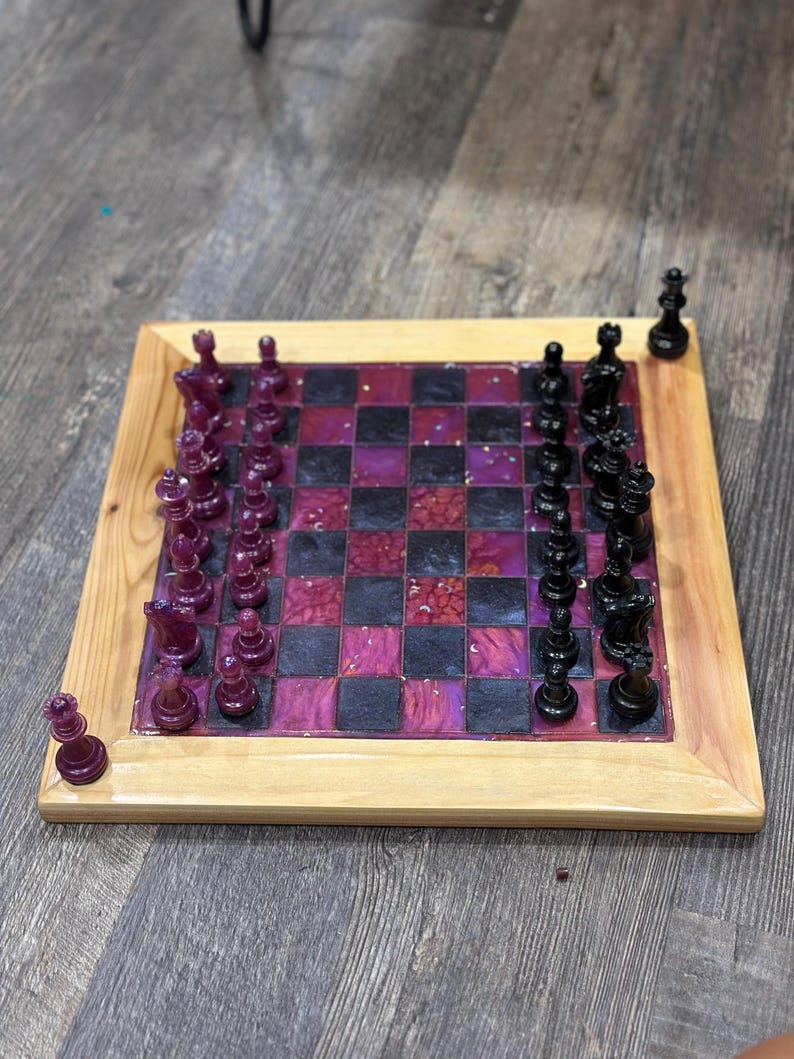 Cedar and Resin Chess Board Pink and Black - Etsy