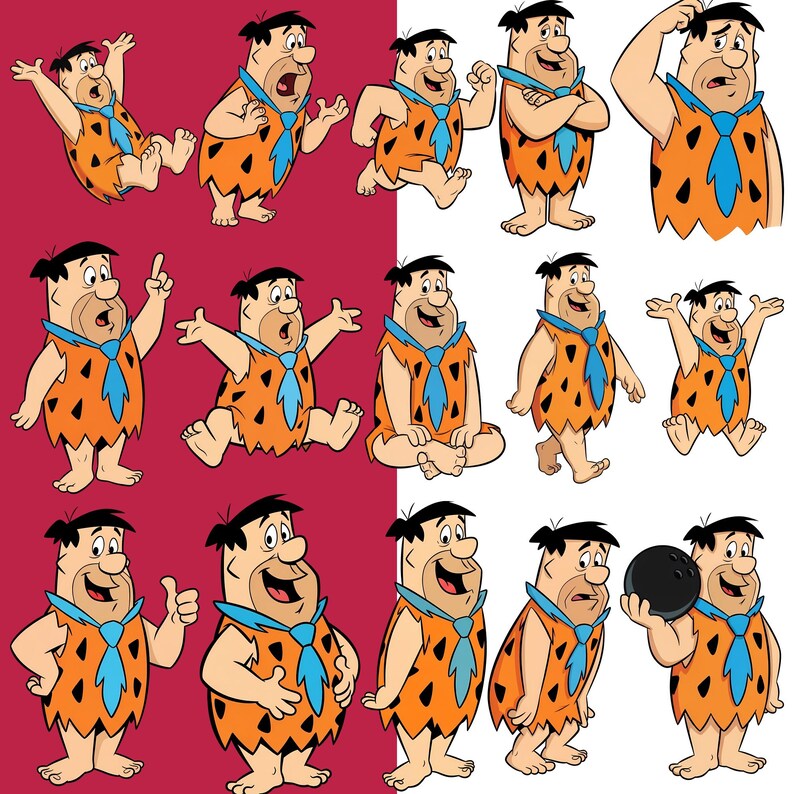 Fred Flintstone Clipart PNG Bundle - Classic Cartoon Art (digital ...