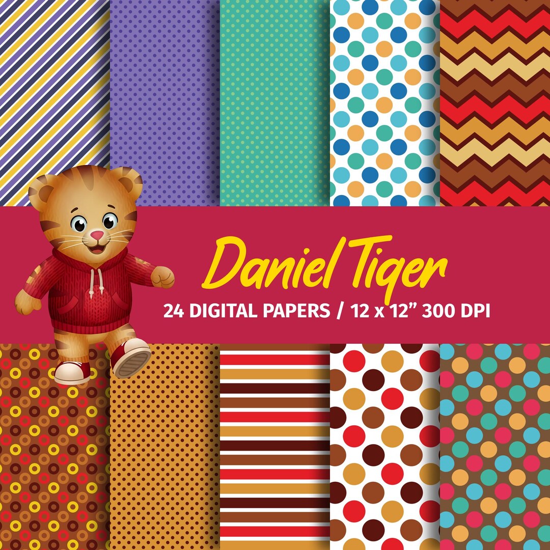 Daniel Tiger Digital Paper Pack - Kids Character Theme for Scrapbooking ...
