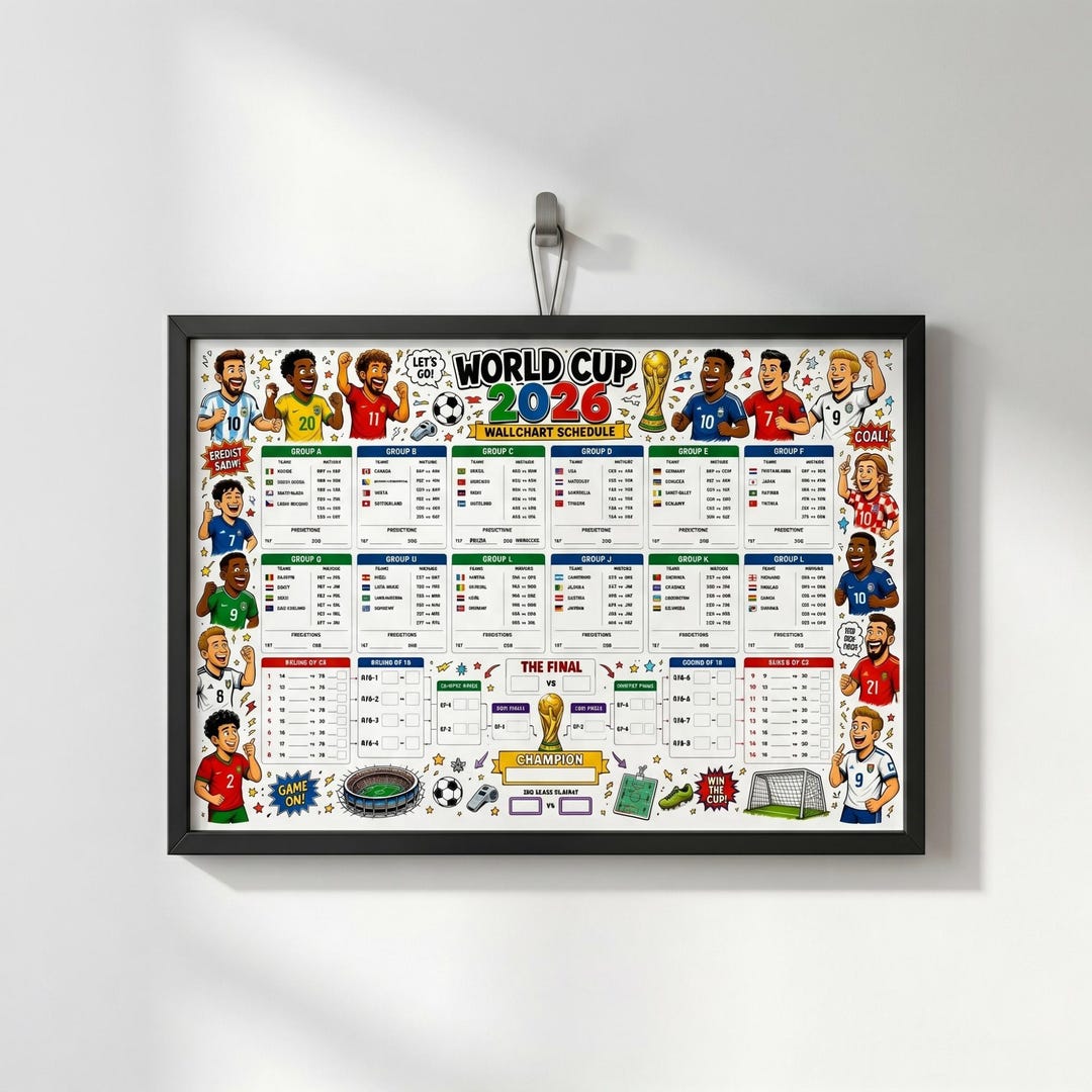 World Cup 2026 A1 Wall Chart Printable, Unique No-score Draw Poster ...