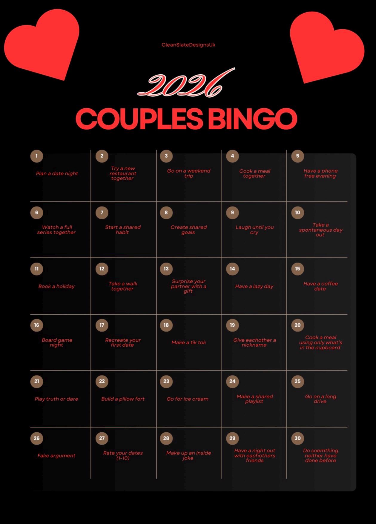 2026 Couples Bingo Bundle | Pre-filled & Blank Bingo Cards | Date Night ...