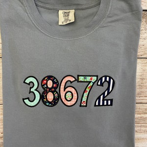 Your Zip Code T-shirt, Zip Code Numbers, Fabric Letter Graphic Tee, Zip ...