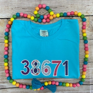 Your Zip Code T-shirt, Zip Code Numbers, Fabric Letter Graphic Tee, Zip ...