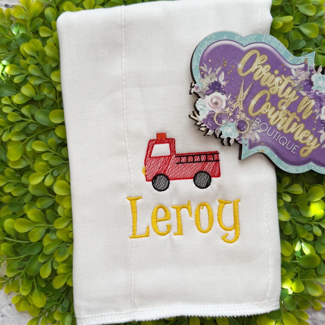 Personalized Fire Truck Burp Cloth, Baby Burp Cloths, Fire Truck Burp ...