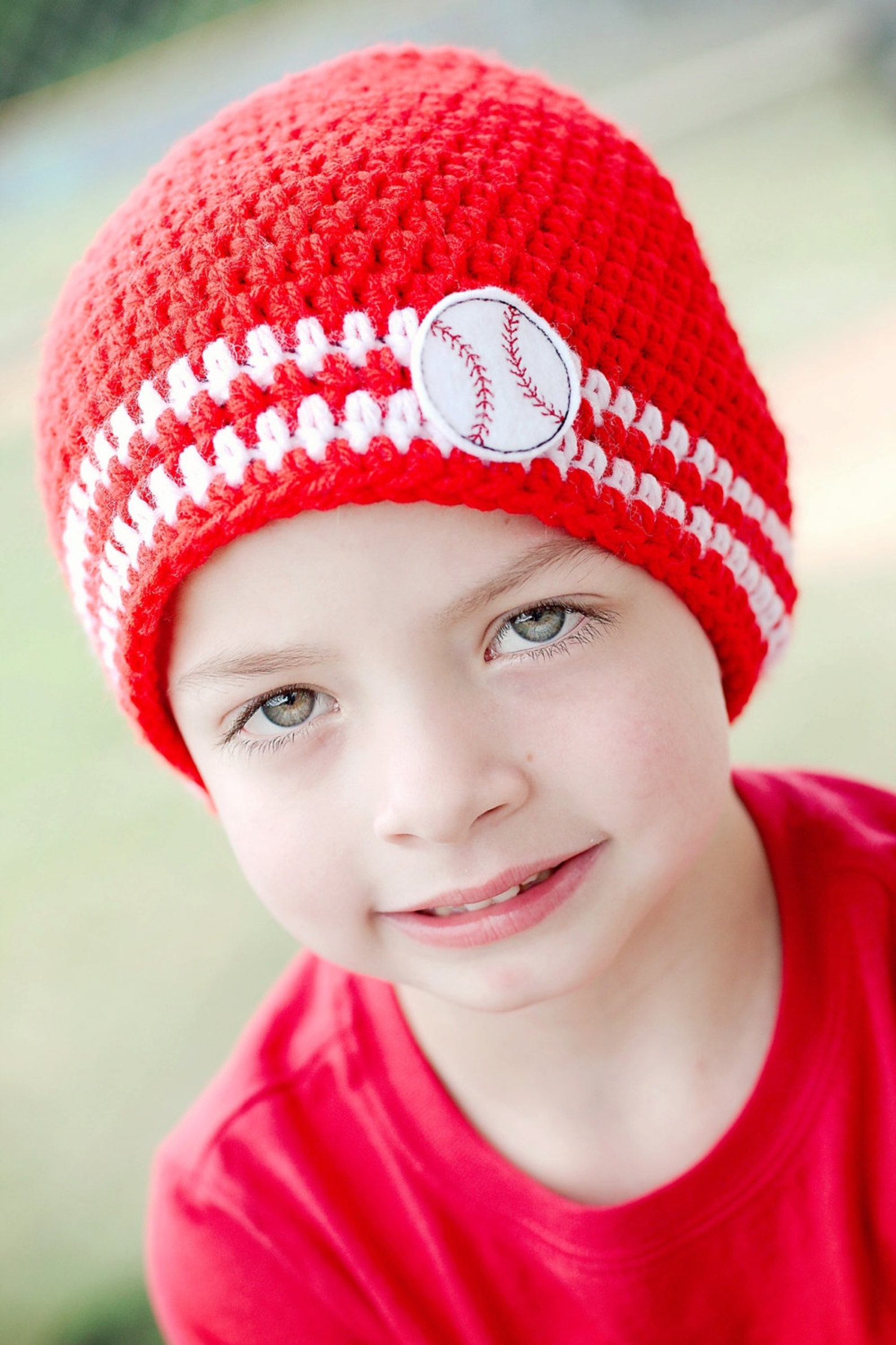 Baseball Stripe Beanie Everyday Hat Red White Sport Ball - Etsy