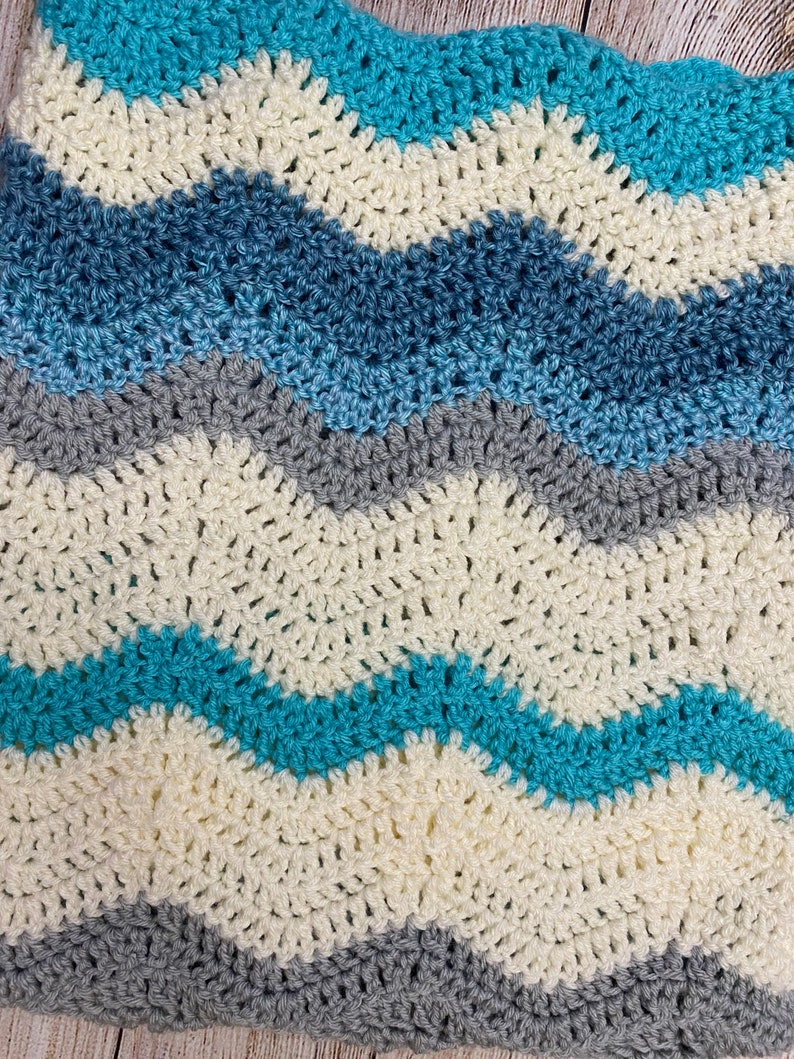 Crochet Baby Blanket Turquoise Blue White Baby Afghan - Etsy