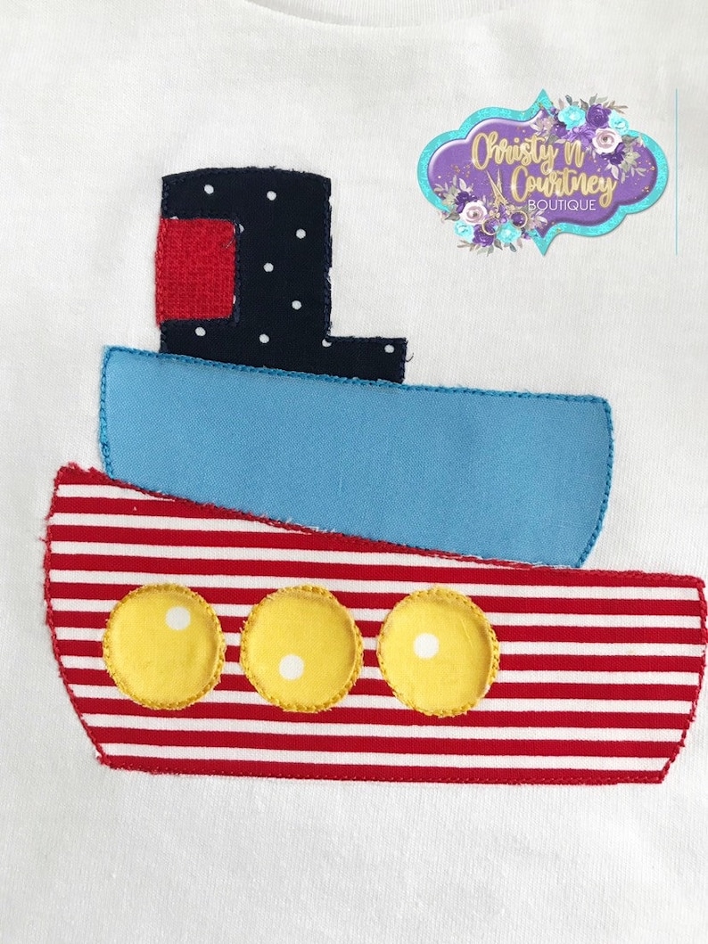Tug Boat, Tug Boat Applique, Tug Boat Shirt, Fishing Applique, Tug Boat ...