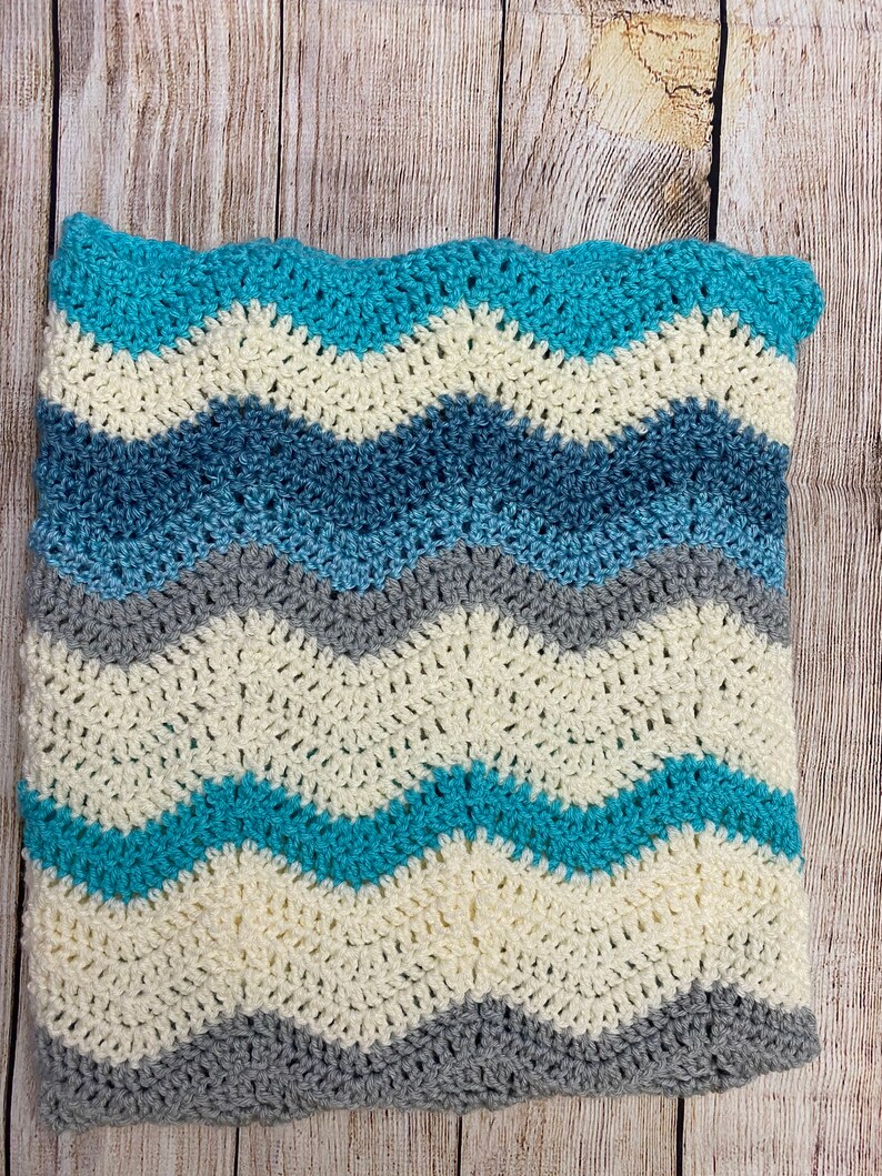Crochet Baby Blanket Turquoise Blue White Baby Afghan - Etsy