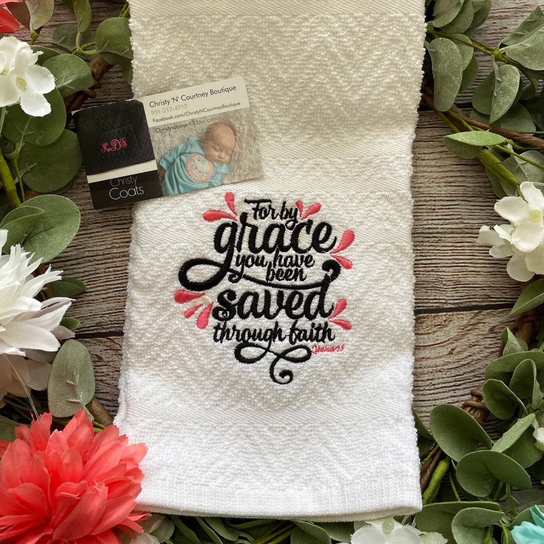 Bible Verse Hand Towel, Scripture Dish Towel, Biblical Bathroom and ...