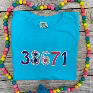Your Zip Code T-shirt, Zip Code Numbers, Fabric Letter Graphic Tee, Zip ...