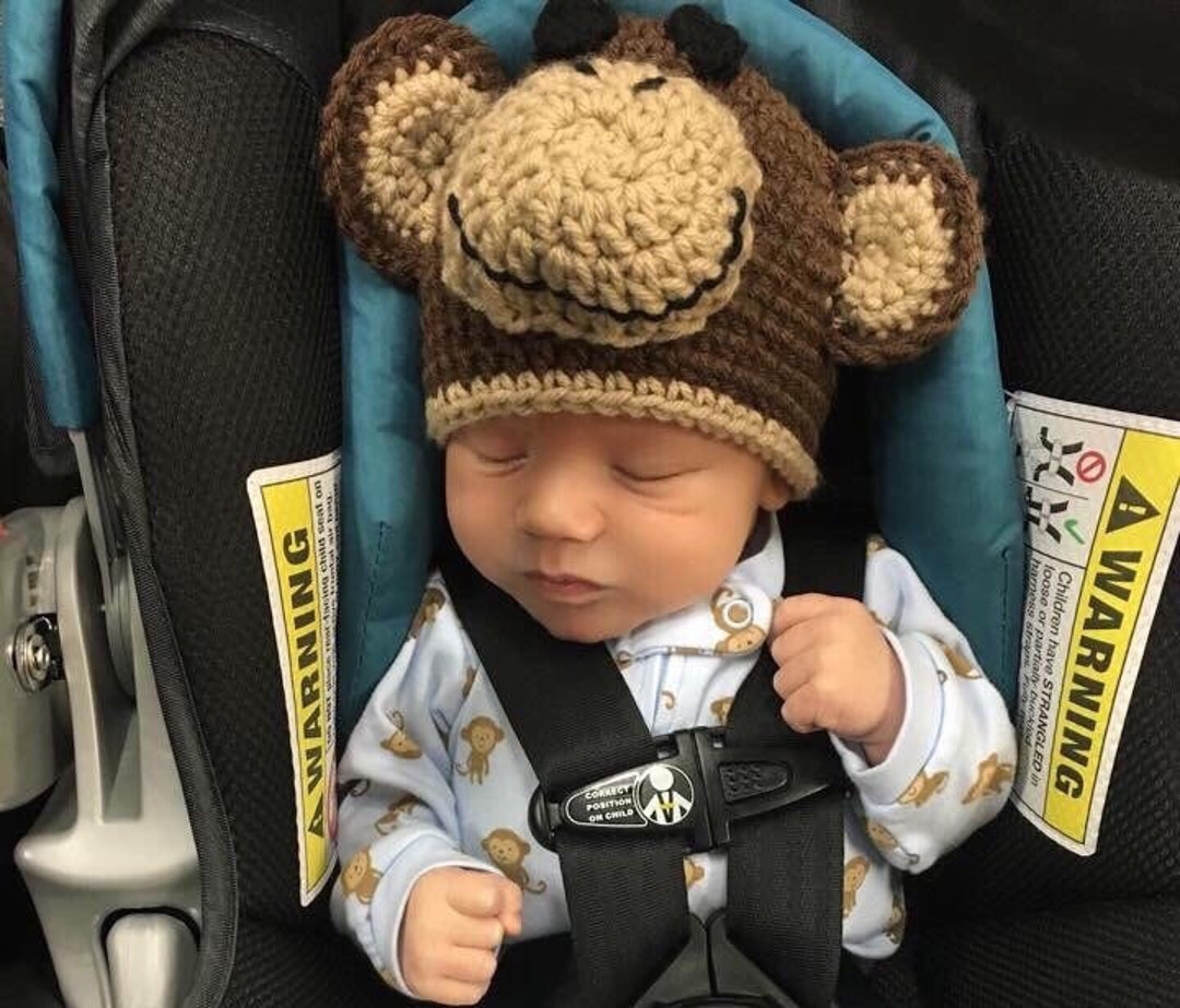 Crochet Baby Monkey Hat and Diaper Cover With Tail Attached Newborn ...