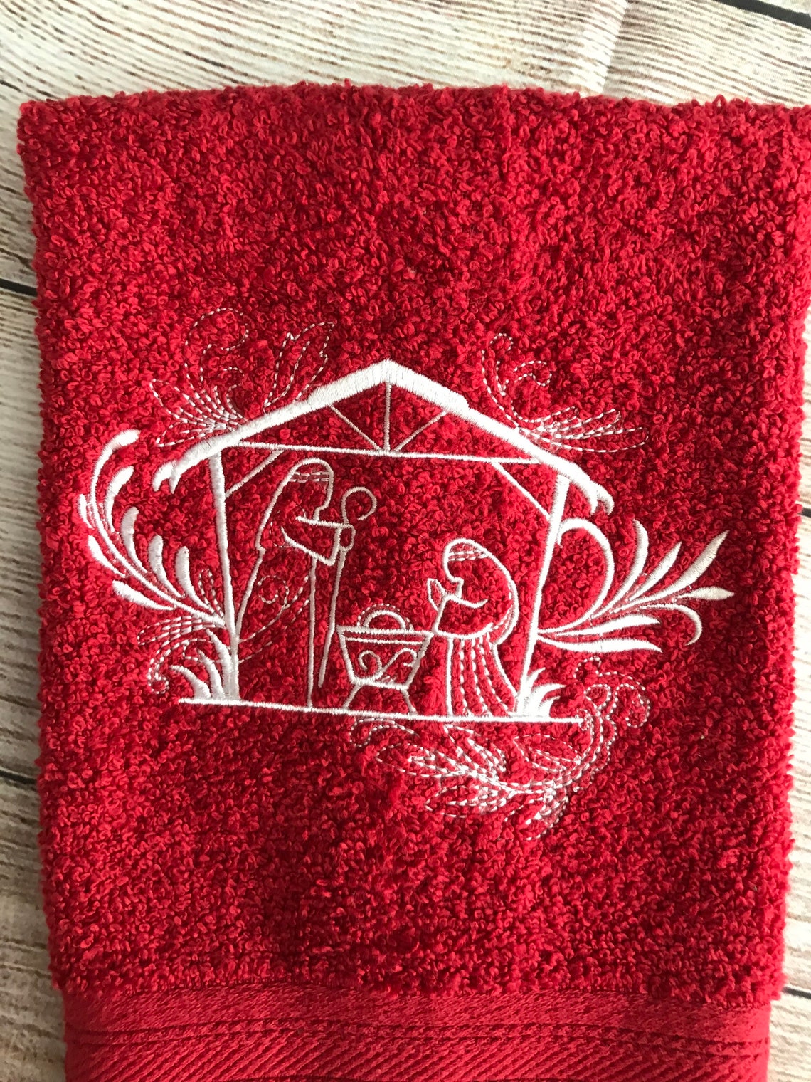 Embroidered Nativity Towel Christmas Embroidered Hand Towel - Etsy
