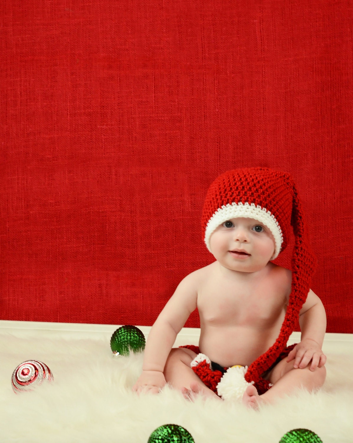 Christmas Hat & Diaper Cover, Santa Hat, Newborn Photo Prop, Santa ...