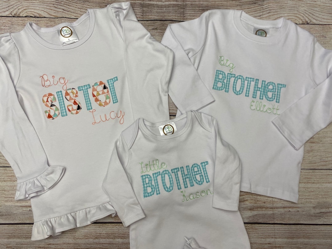 Sibling Shirts, Monogrammed, Personalized Sibling Outfits, Big Brother ...