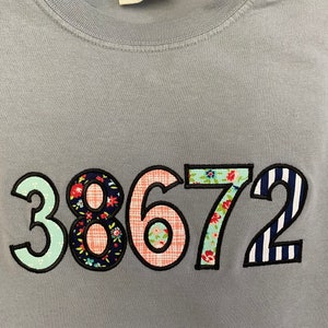 Your Zip Code T-shirt, Zip Code Numbers, Fabric Letter Graphic Tee, Zip ...