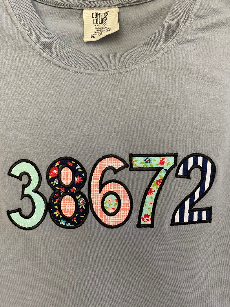 Your Zip Code T-shirt Zip Code Numbers Fabric Letter Graphic | Etsy