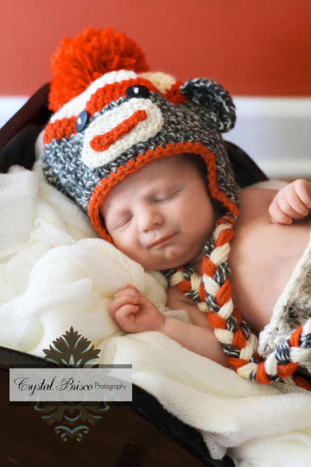Red Sock Monkey Hat - Baby Hat - Toddler Hat- Newborn Hat - Infant Hat ...