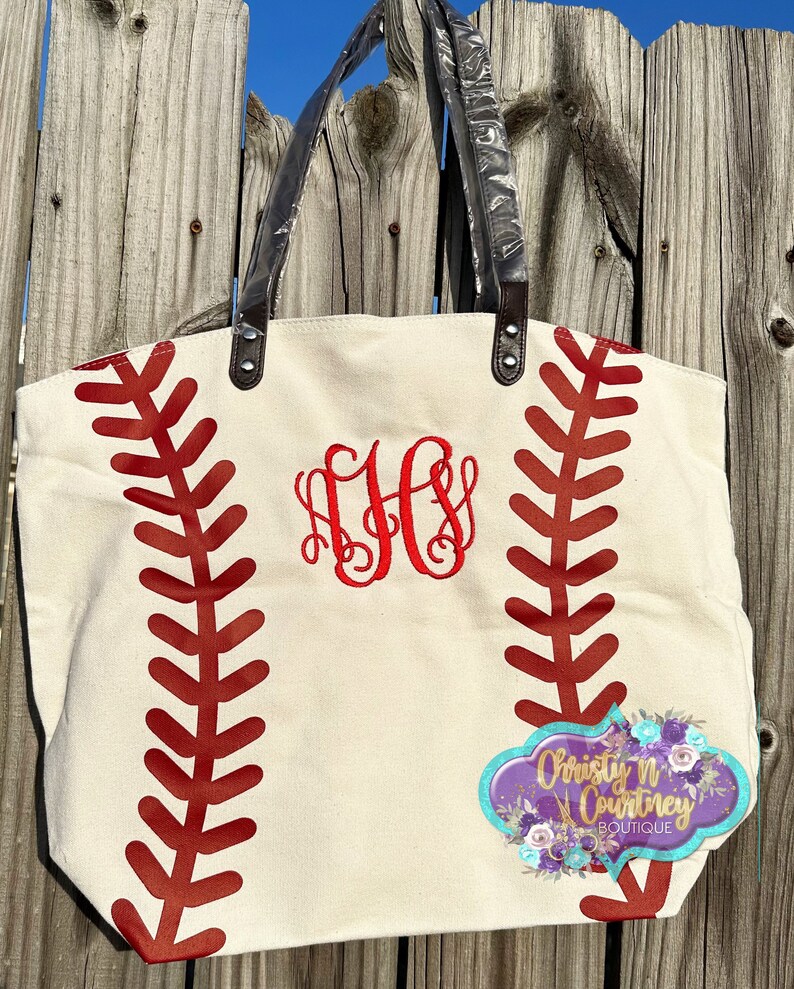Baseball Mom Canvas Tote, Personalized Weekender, Monogrammed Baseball ...
