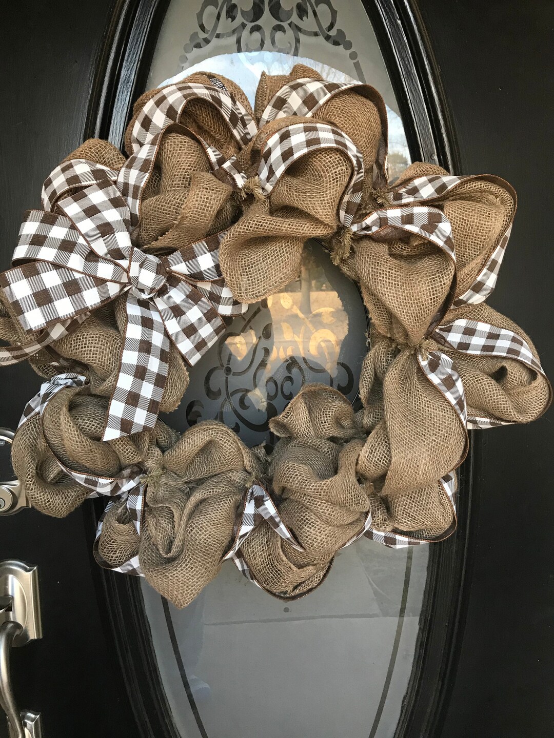 Burlap Wreath, Natural Burlap Wreath, Chevron, Welcome Wreath, Wedding ...