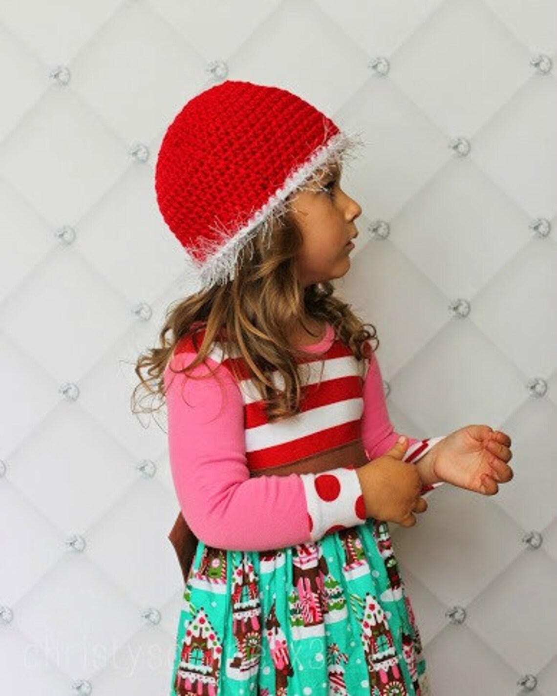 Fuzzy Santa Crochet Beanie Hat Red White Crochet Warm Soft | Etsy