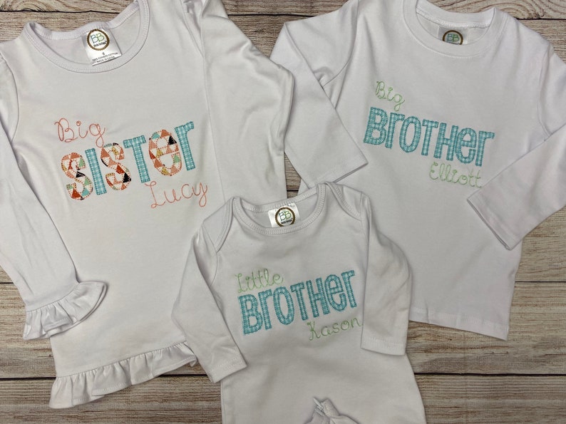 Sibling Shirts Monogrammed Personalized Sibling Outfits Big - Etsy