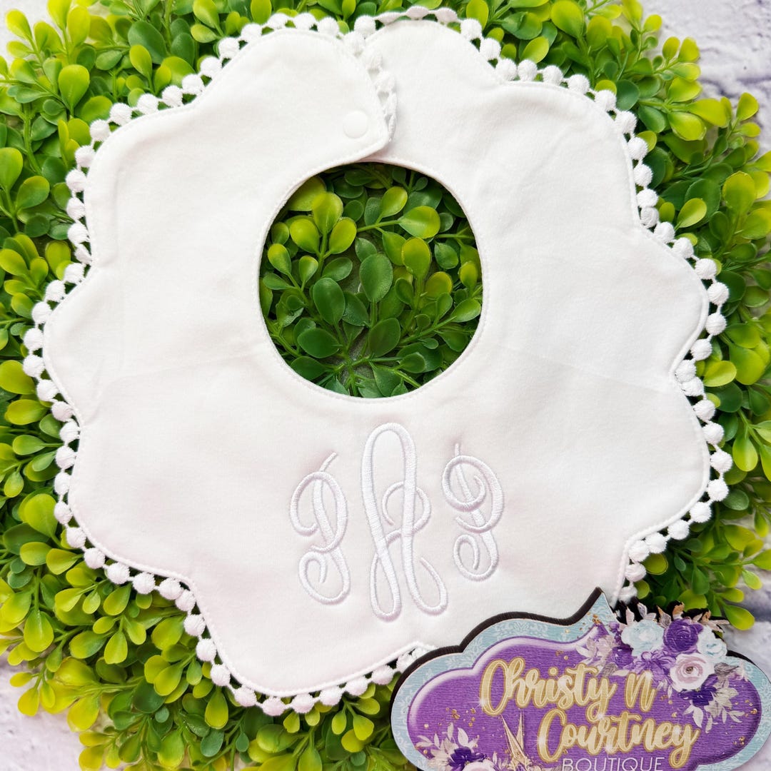 Custom Monogrammed Scalloped Drool Bib, Baby Personalized Embroidery ...