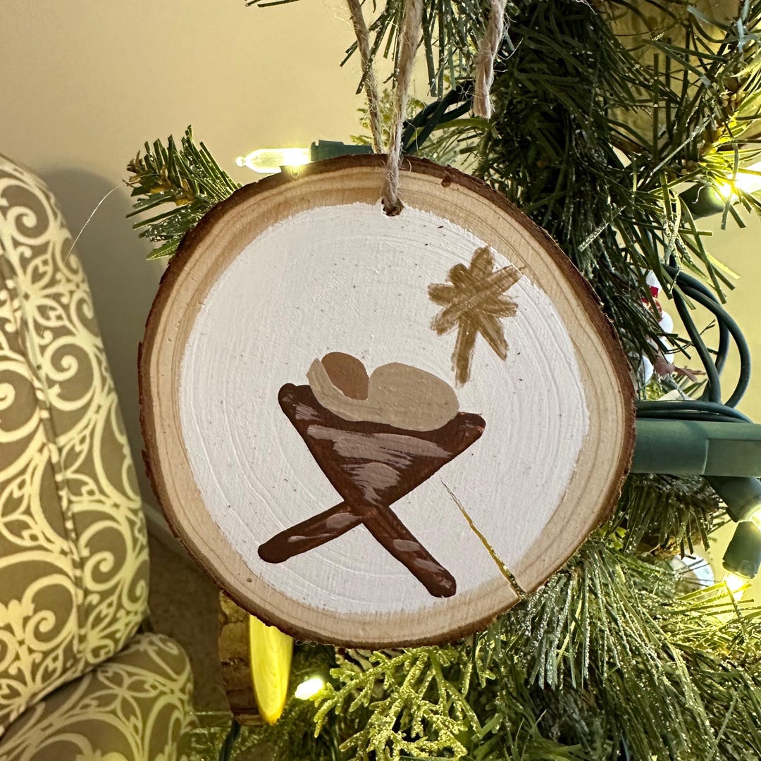 Hand Painted Rustic Wood Slice Ornaments, Christmas Ornaments ...