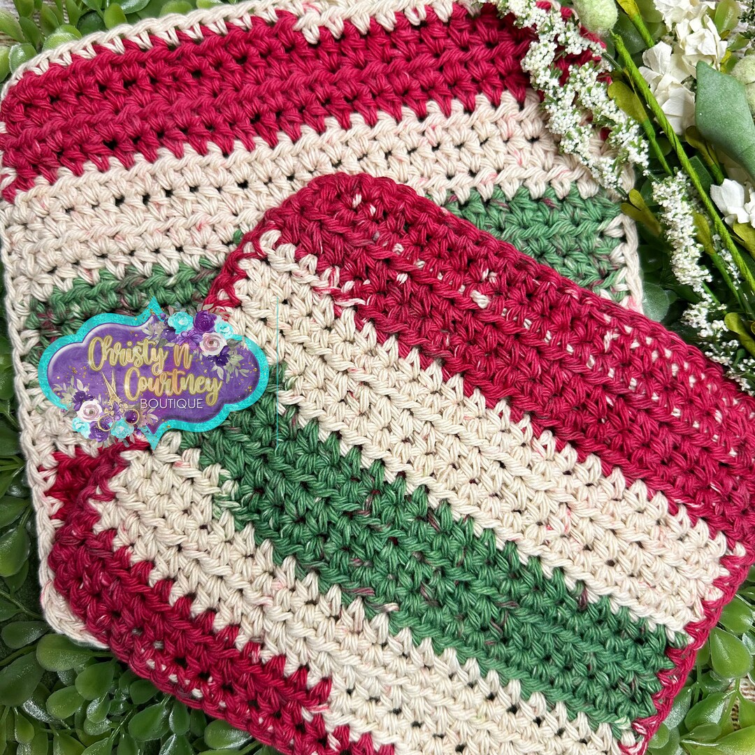 Crochet Dishcloths Washcloths Cotton Dish Rags Set of 2 Housewarming ...