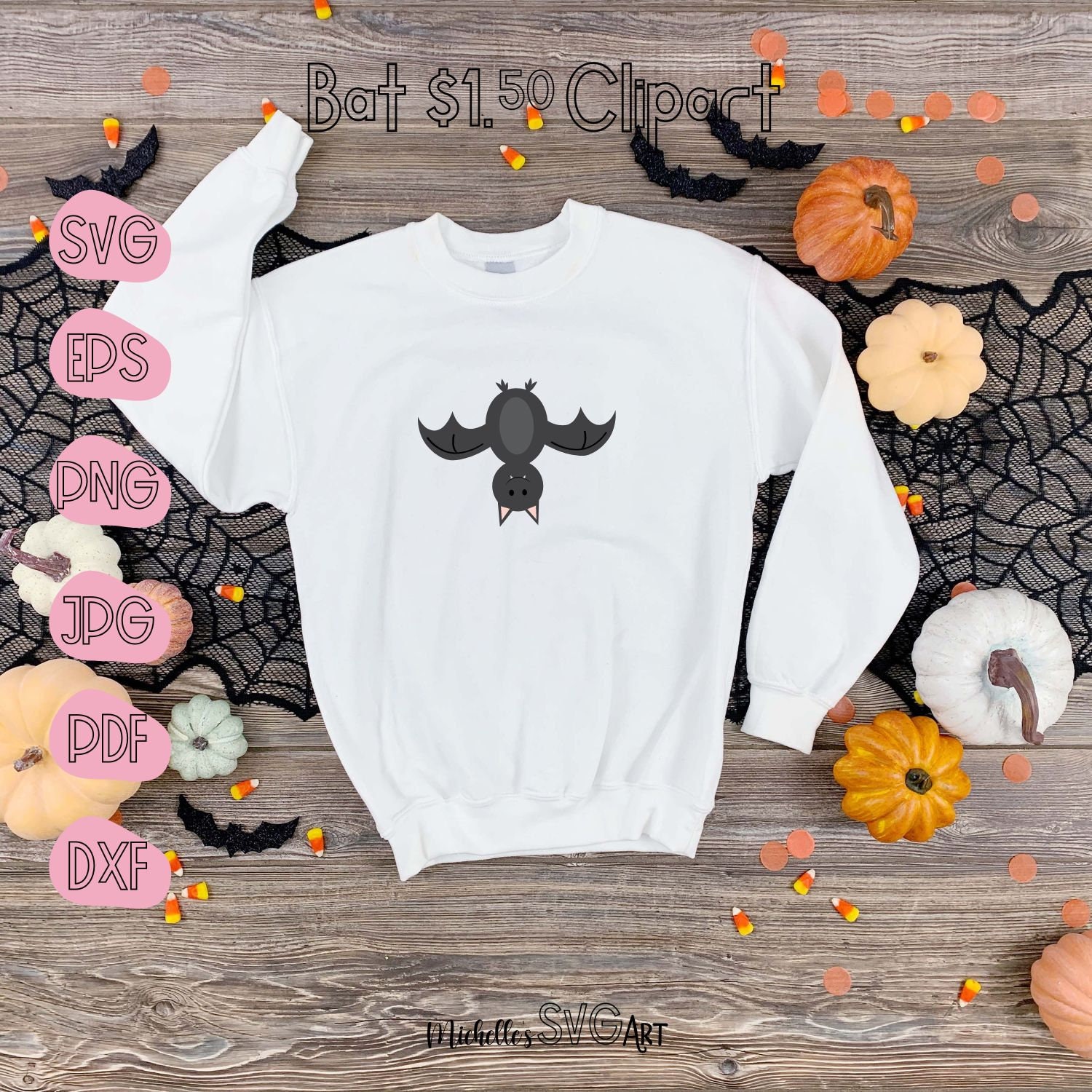 Cute Bat SVG Happy Halloween Clipart Vampire Bat PNG Spooky Season Clip ...