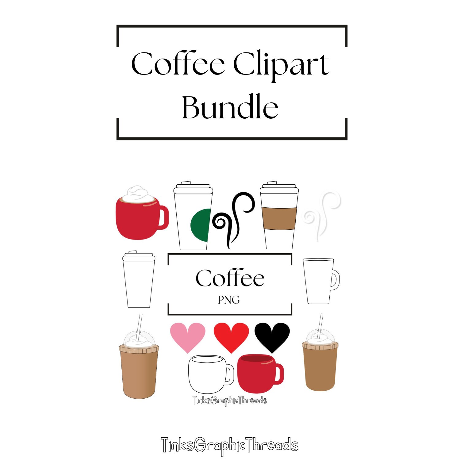 Coffee Clipart Bundle – Coffee Wordart & Quotes – coffee Stains PNG ...