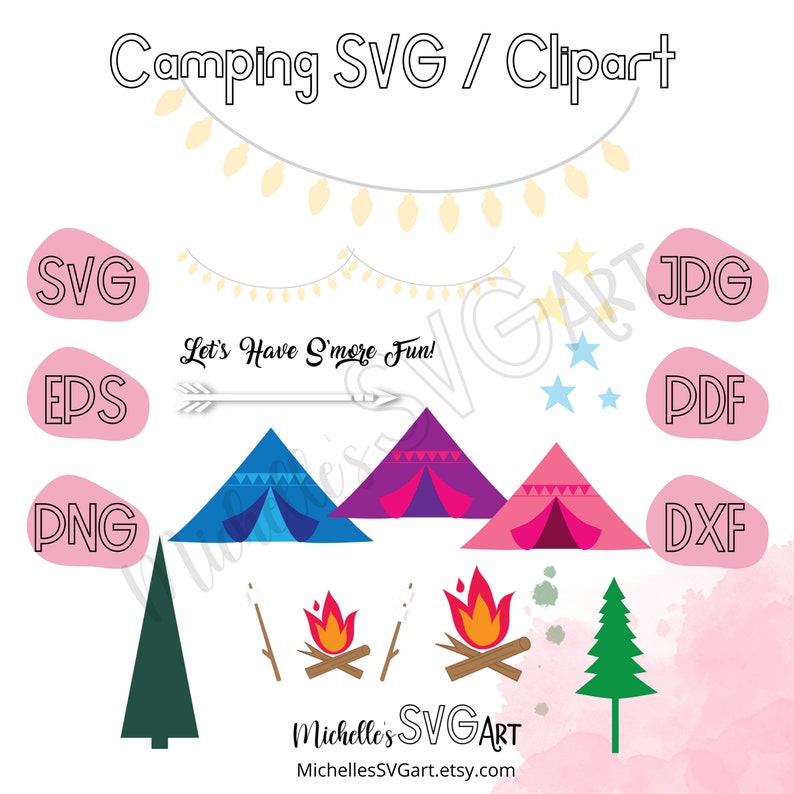 Camping SVG Smore Clip Art Outdoors PNG Cutfiles for - Etsy