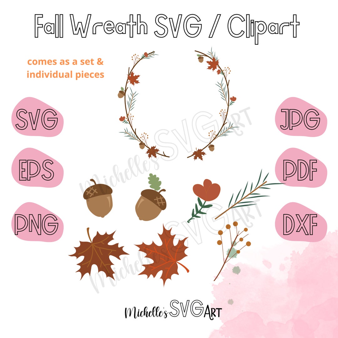 Autumn Wreath SVG – fall Cut Files – Thanksgiving PNG - Etsy
