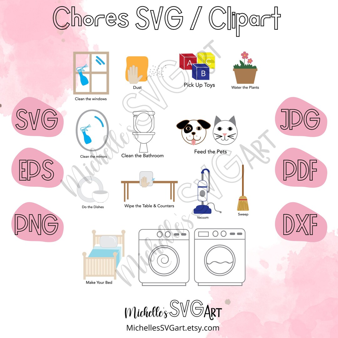 Chores SVG – Chore Icons – Cleaning SVG – Kid Chores Chart – Laundry ...