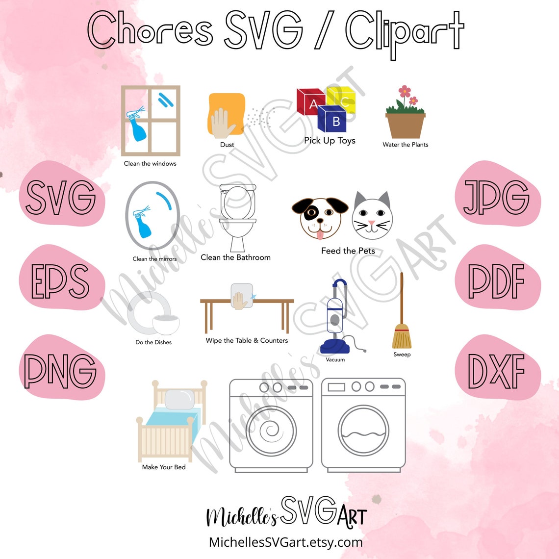 Chores SVG Chore Icons Cleaning SVG Kid Chores Chart Laundry SVG - Etsy