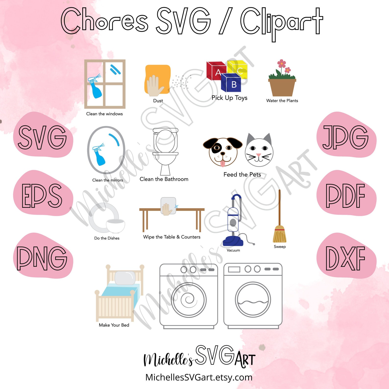 Chores SVG Chore Icons Cleaning SVG Kid Chores Chart - Etsy