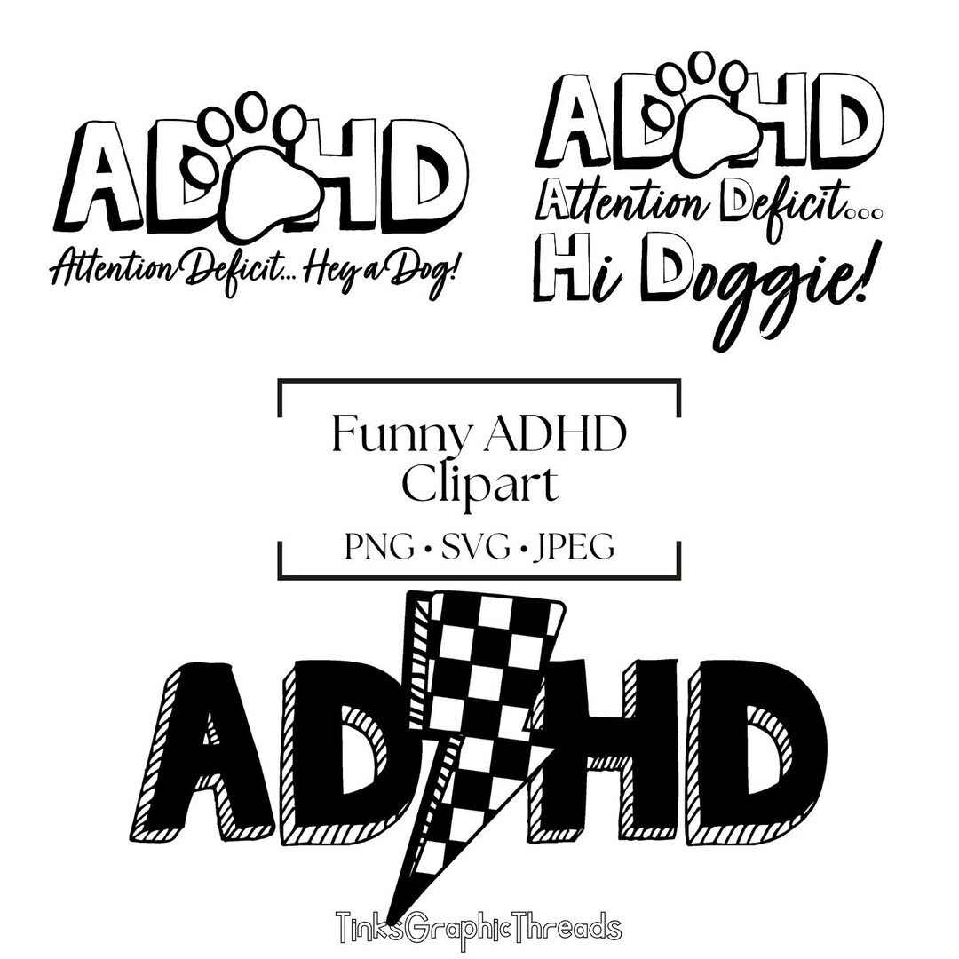ADHD Clipart – Funny Attention Deficit Word Art & ACDC Graphics – Look ...