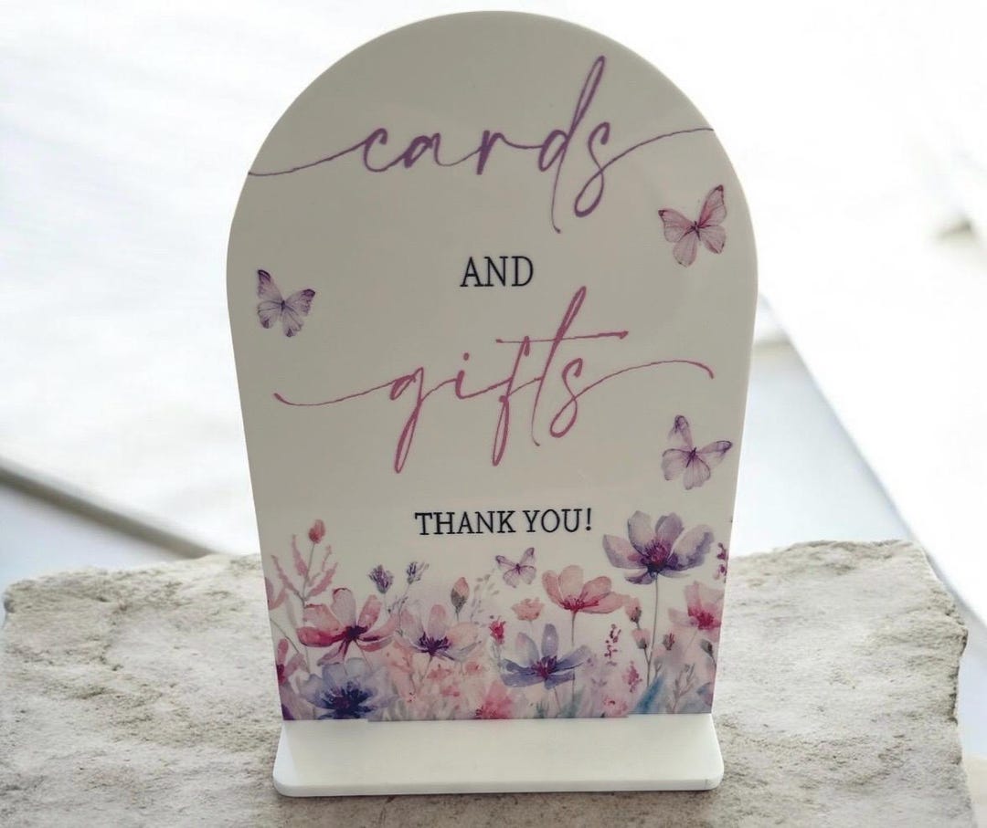 Modern Acrylic Table Sign for Elegant Reception | Floral Butterfly ...