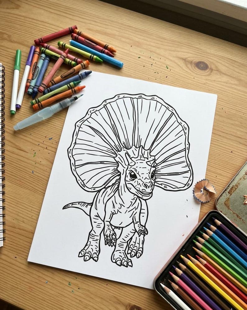 Dinosaur Coloring Page Printable for Kids Cute Dino Color Pages T-rex ...