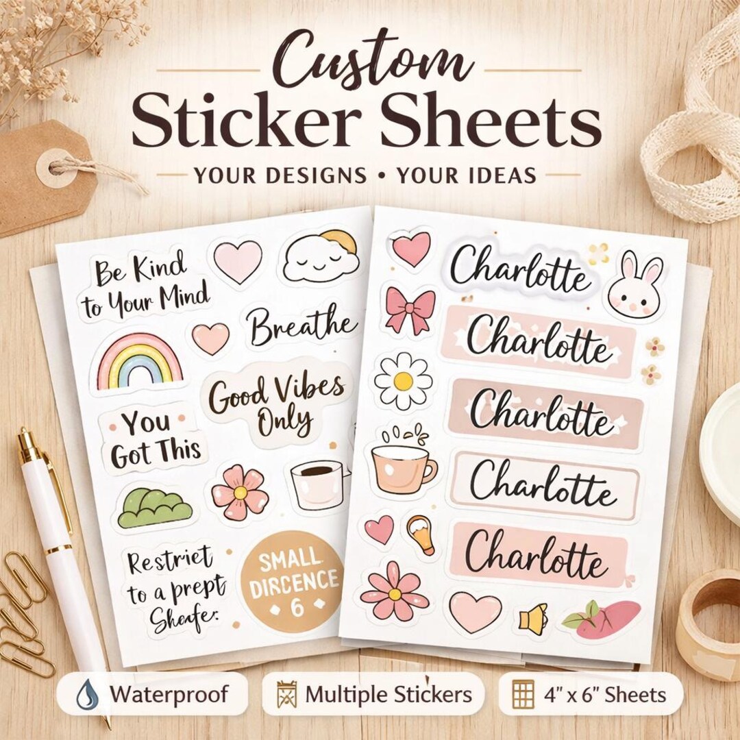 Custom Sticker Sheets – Personalized 4x6 Waterproof Vinyl Stickers - Etsy