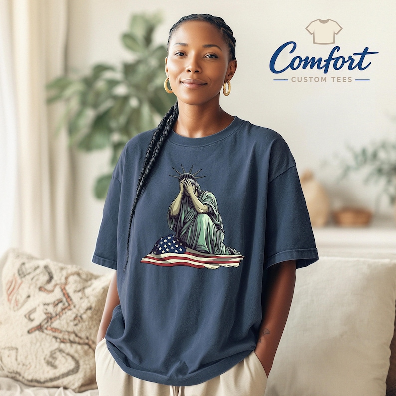 Comfort Colors® Statue of Liberty Mourning T-shirt, Crying Lady Liberty ...