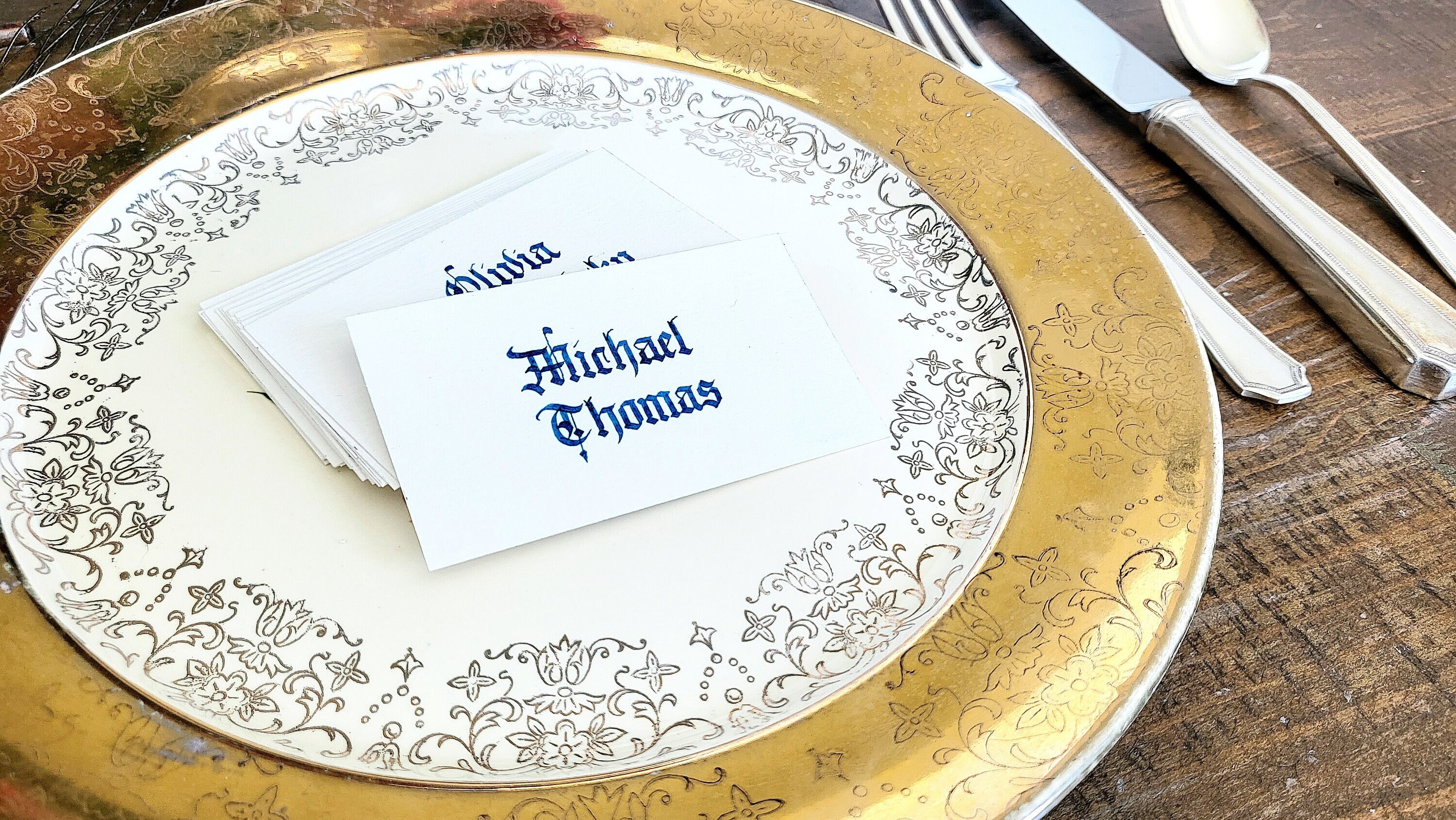 Gothic Calligraphy Handwritten Place Cards, Fantasy Wedding Decor ...