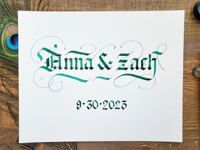 Custom Calligraphy Art, Personalized Couple Name Sign, Paper ...