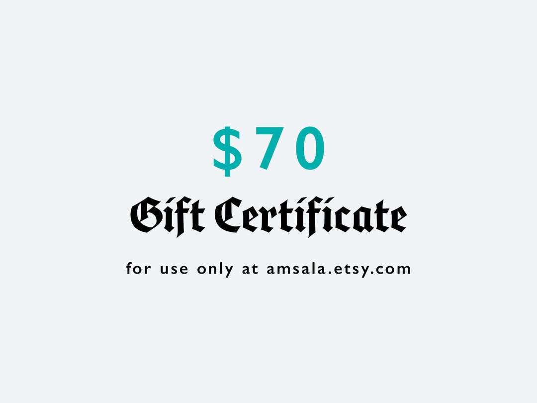 Custom Calligraphy Gift Certificate for Amsala, 70 USD, Custom ...