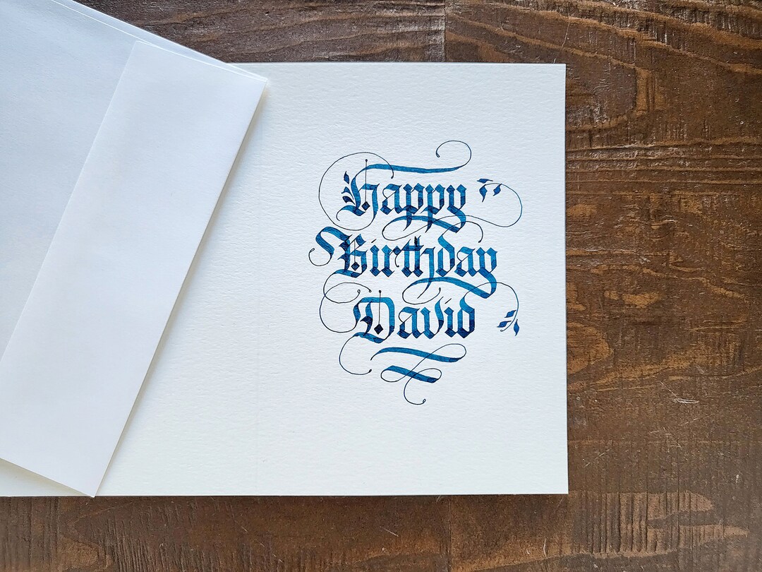 Personalized Calligraphy Birthday Greeting Card for Him, Handwritten ...