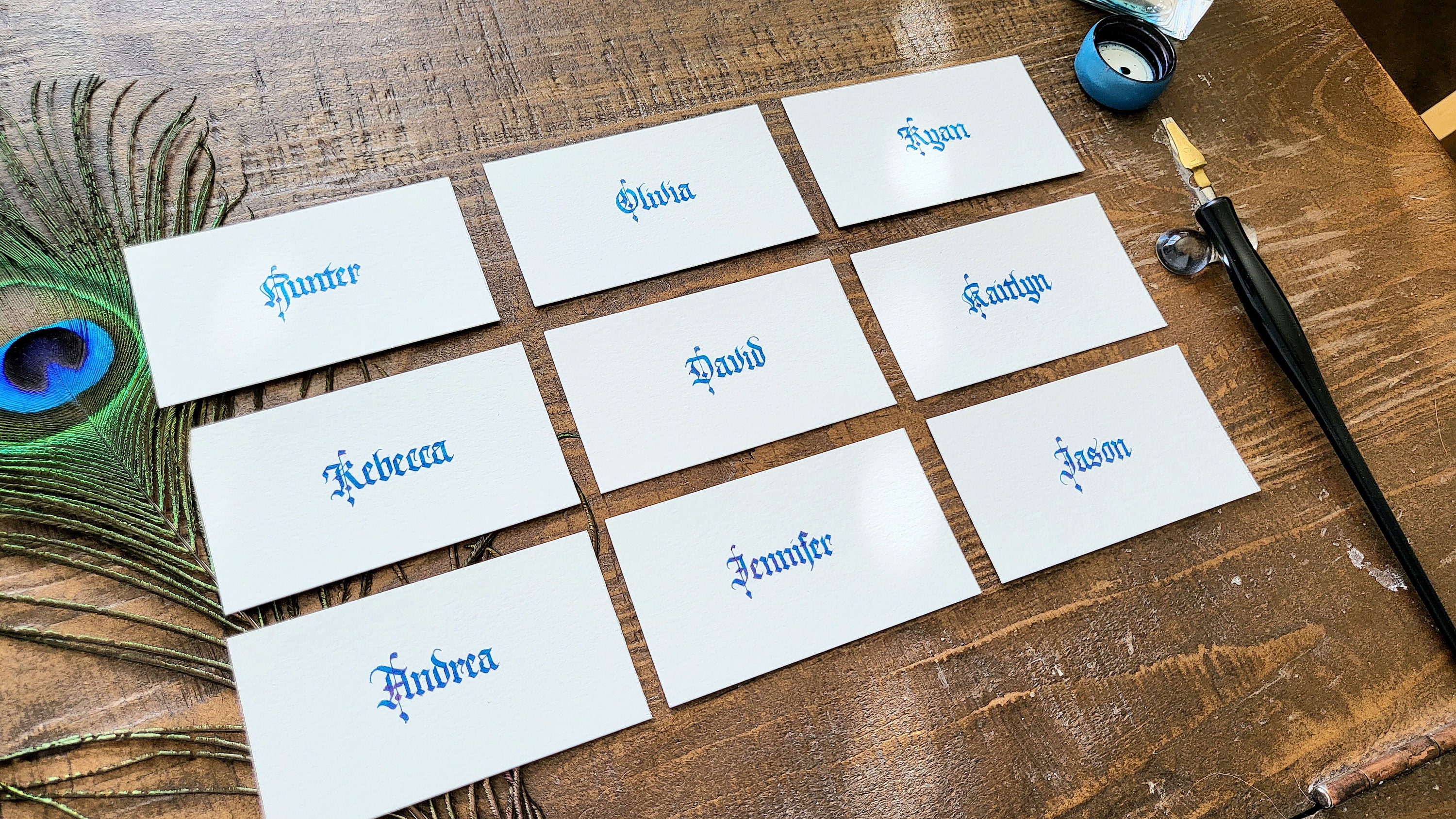 Gothic Calligraphy Handwritten Place Cards, Fantasy Wedding Decor ...