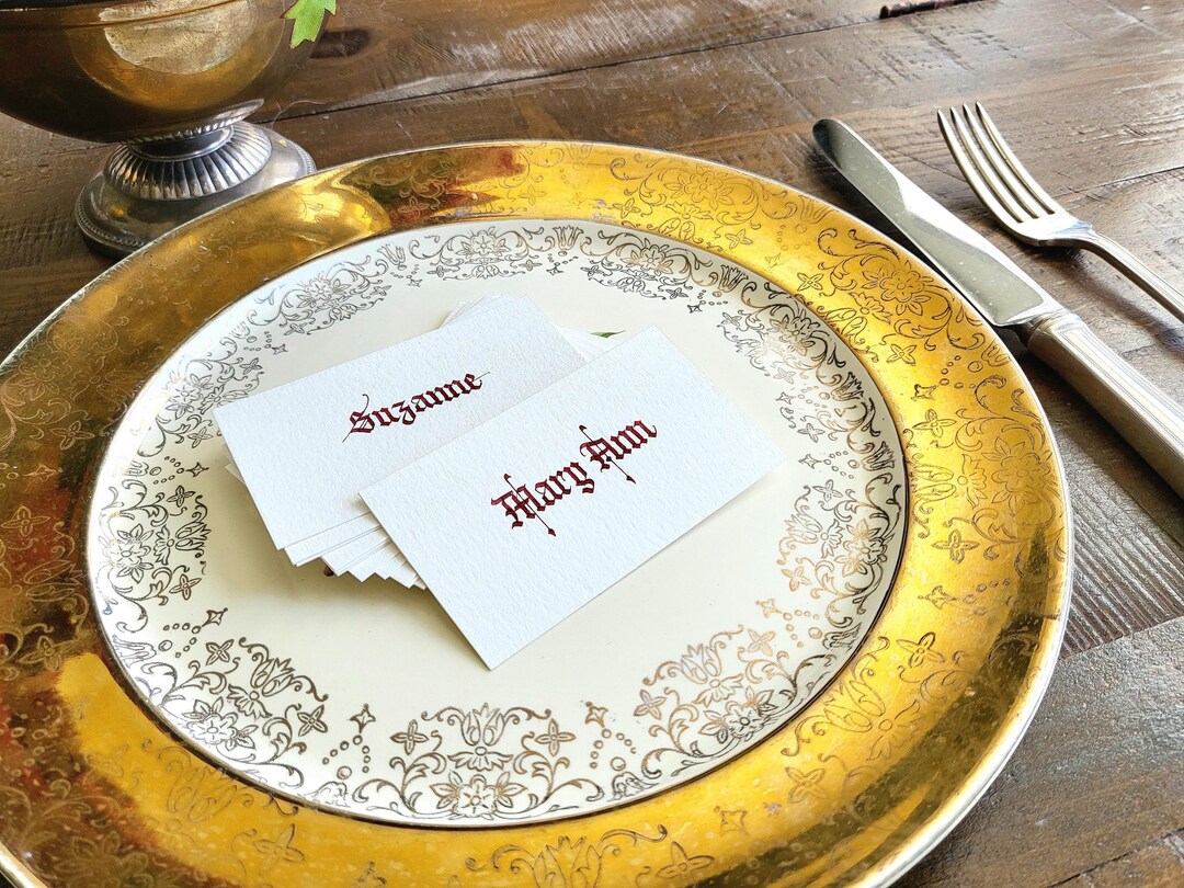Gothic Calligraphy Handwritten Place Cards, Fantasy Wedding Decor ...