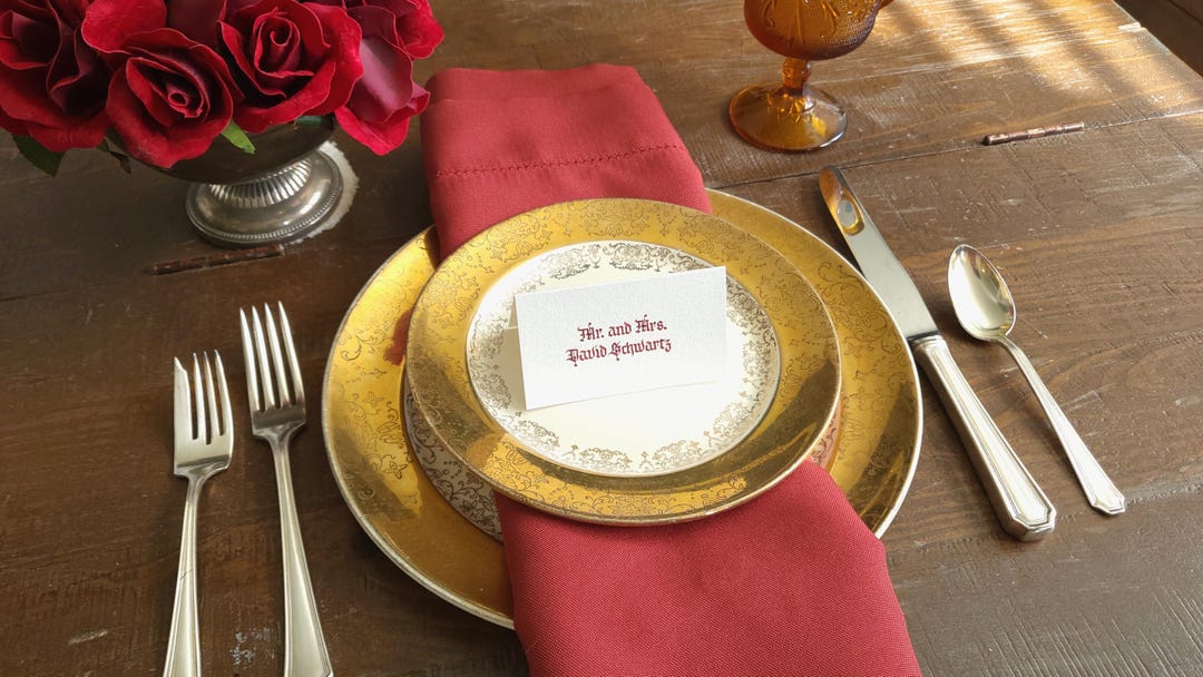 Gothic Calligraphy Tented Place Cards, Medieval Wedding Reception ...