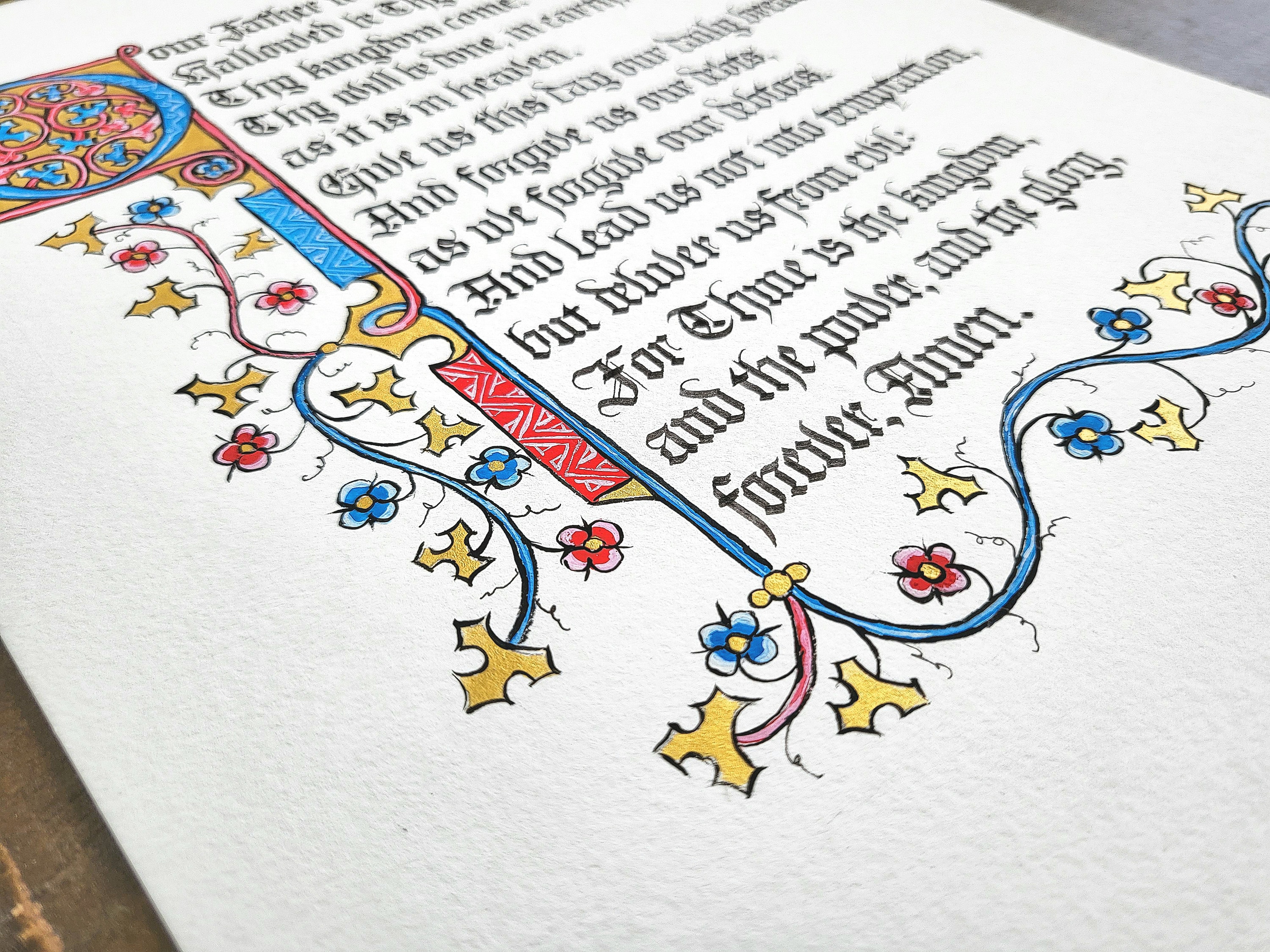 Lords Prayer Art, Original Calligraphy Handwritten Scripture ...