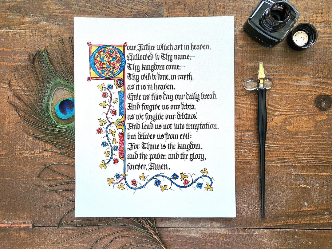 Lord's Prayer Calligraphy Art Print, Scripture Artwork for Home ...